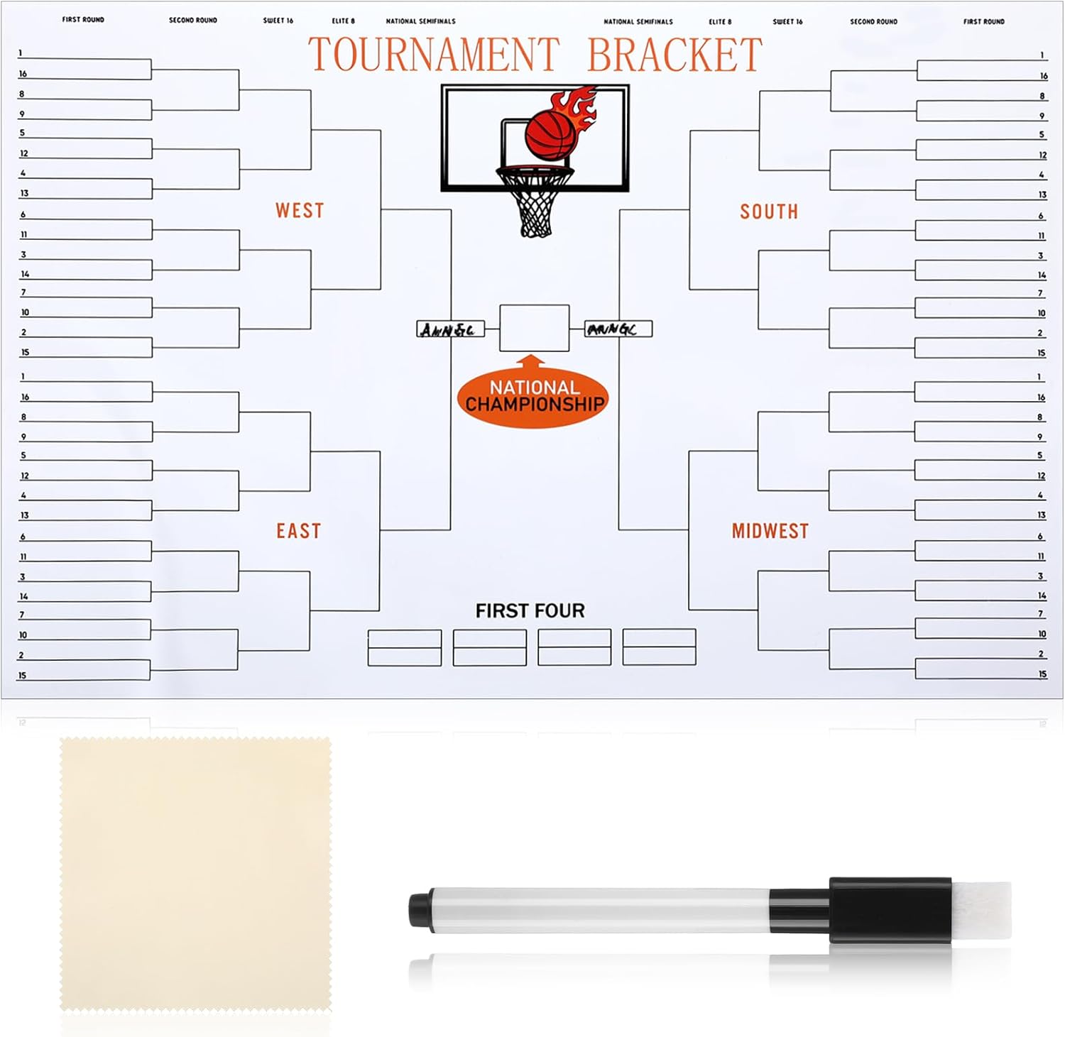 Amazon.com: AmazingSpark Basketball Tournament Bracket Poster Set 16.5 ...