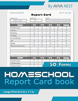 Homeschool Report Card Book: Homeschool Progress Report for educators ...