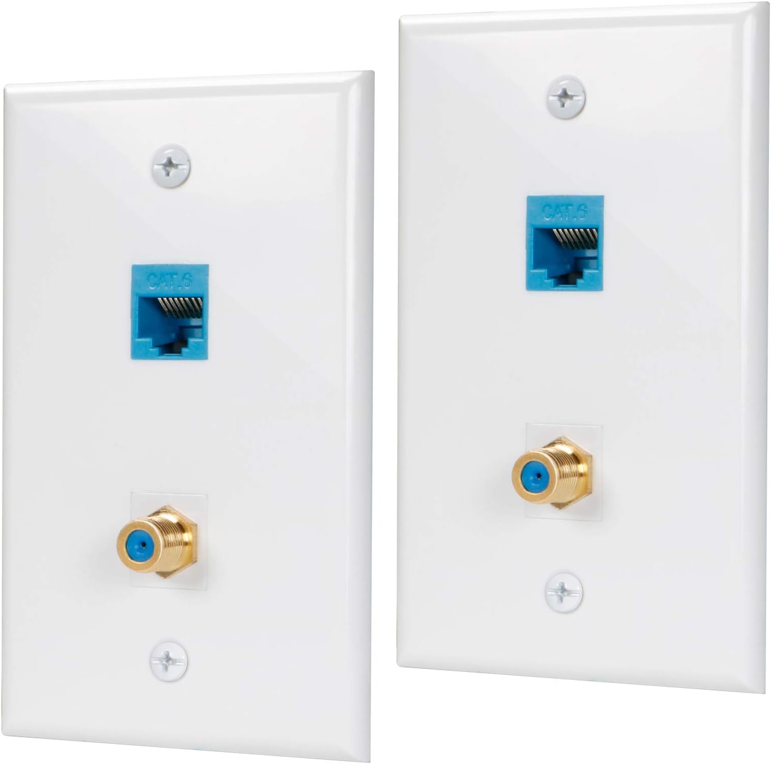 Amazon.com: Ethernet Coax Wall Plate 2Pack,1 Cat6 Ethernet Port and 1 ...