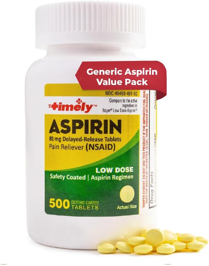 Amazon.com: Puregen Labs Aspirin 81 mg Low Dose (NSAID) – 300 Enteric ...