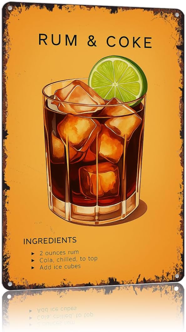 Amazon.com: HSFHXY Rum & Coke Cocktail Recipe Art Print 8x12 Inch ...