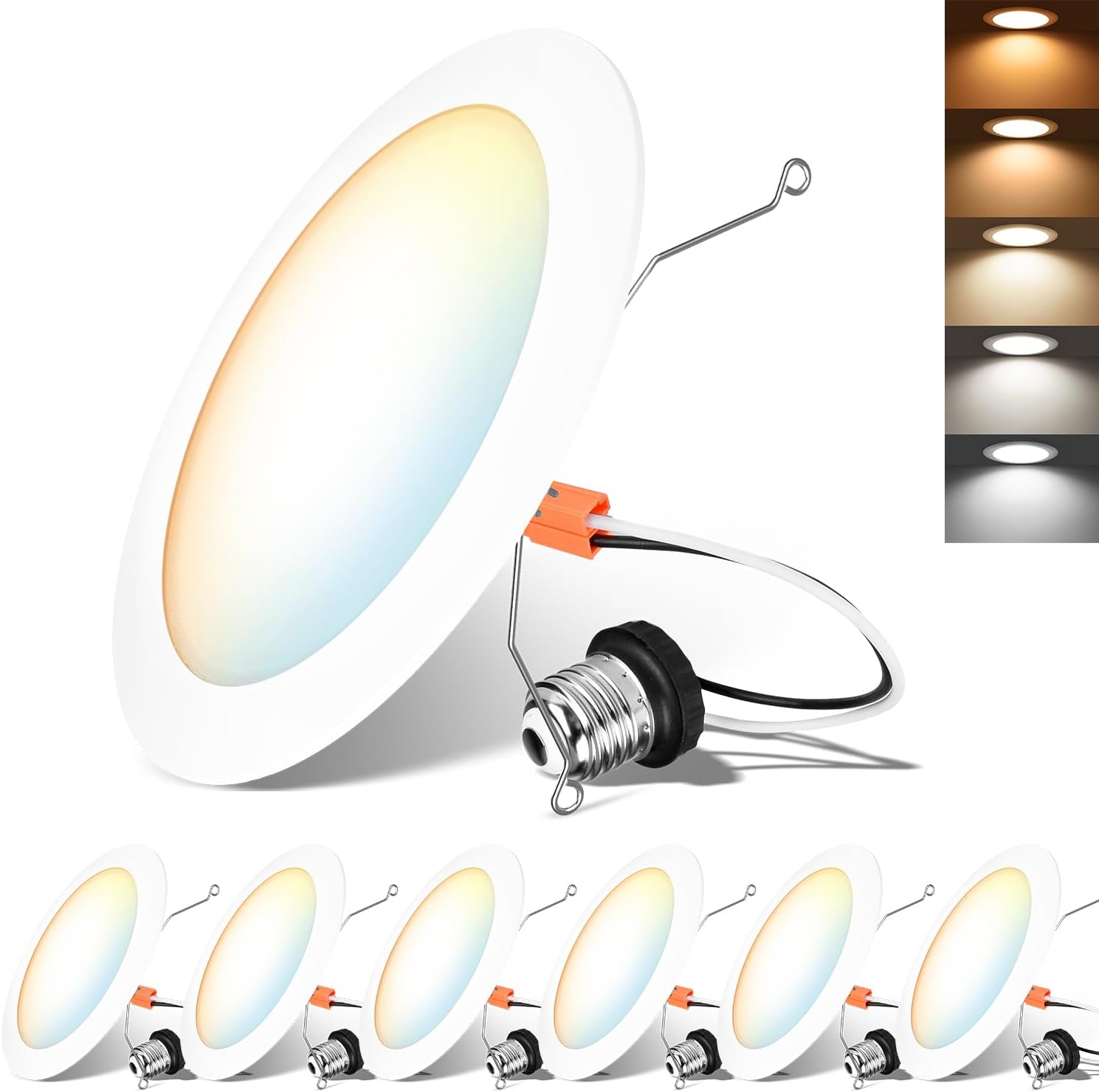 LUXRITE 8 Inch LED Disk Lights, 27W, 5CCT 2700K | 3000K | 3500K | 4000K ...