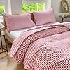 Amazon.com: NSNLGSGC Red Gingham Queen Quilt Set, Soft Pre-Washed ...