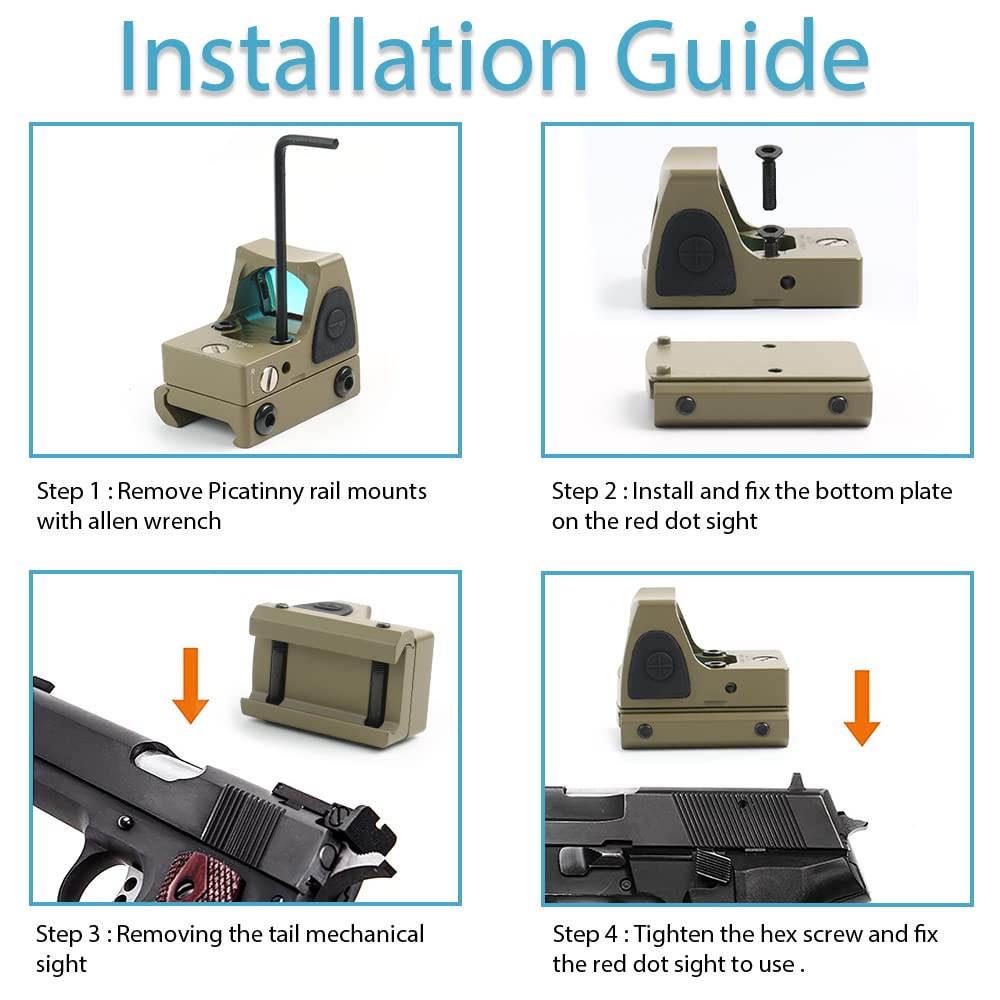 Tactical RMR Red Dot Sight, 3.25MOA w/Weaver Picatinny Mount Adjustable ...