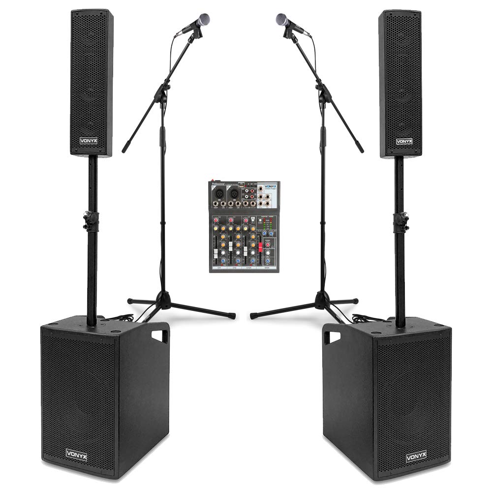 Buy VONYXVX1050 Portable Column PA System with Mixer, Stands & 2 Mics ...