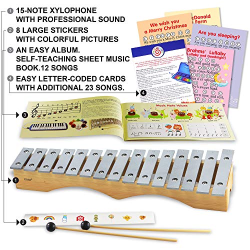 Glockenspiel Xylophone 15 notes - Kids Sheet Music Book - 34 Easy Play ...
