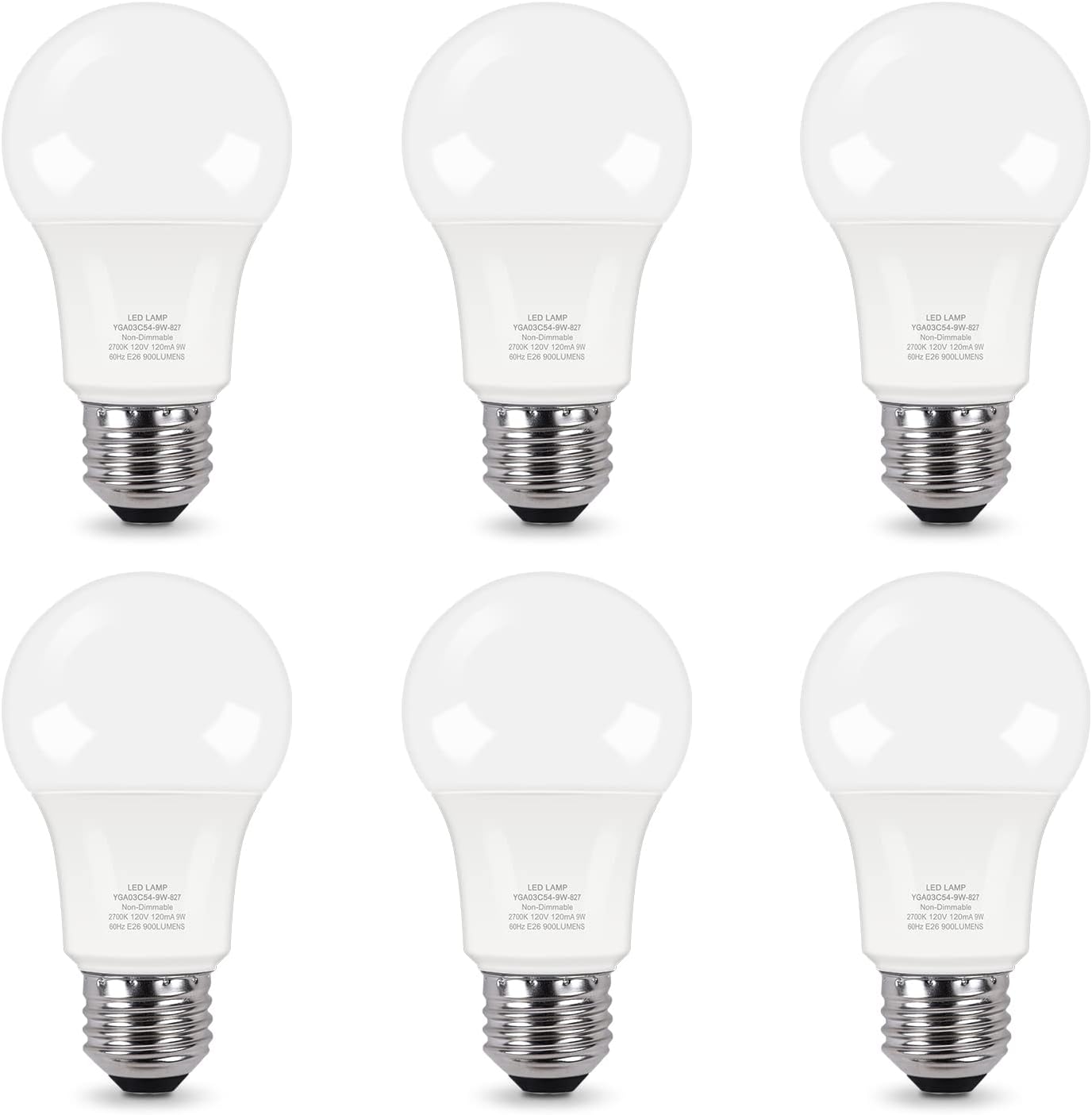 Helloify A19 LED Light Bulb, 9W (60W Equivalent), 806 Lumens, 2700K ...