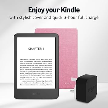 Kindle (2024 Release) 16 GB without ads, an Amazon Fabric Cover and an ...