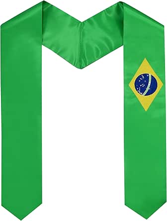 Amazon.com: 2 Pack Brazil Brazilian Nation Flag Graduation Stole, Satin ...
