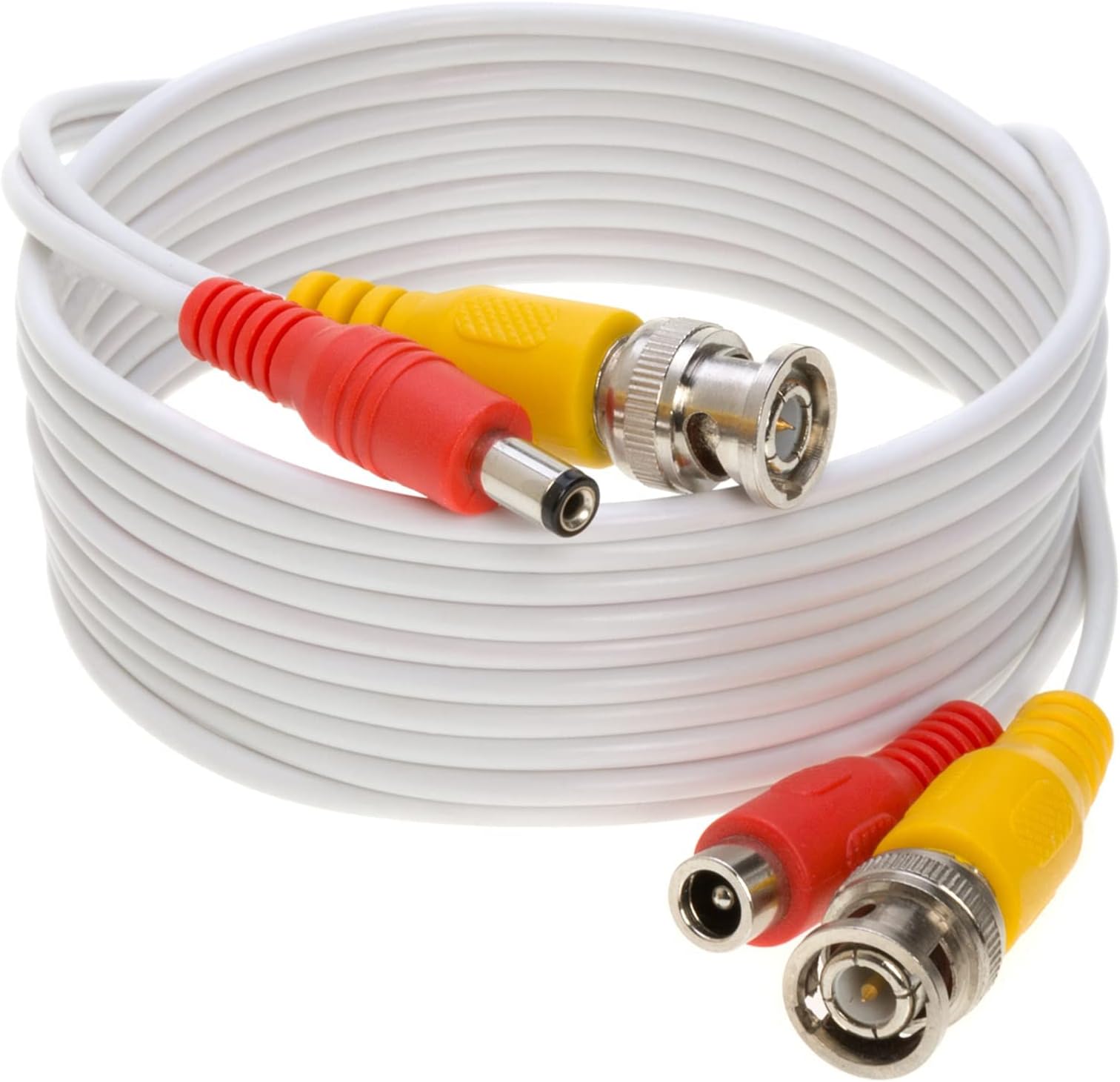 Amazon.com : 20FT White Premade BNC Video Power Cable Extension Wire ...