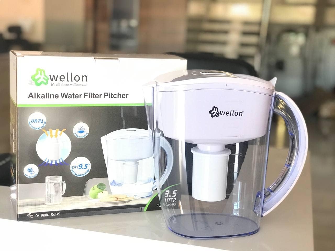 Wellon Antioxidant Alkaline Water Filter White Pitcher Jug 3.5L White ...