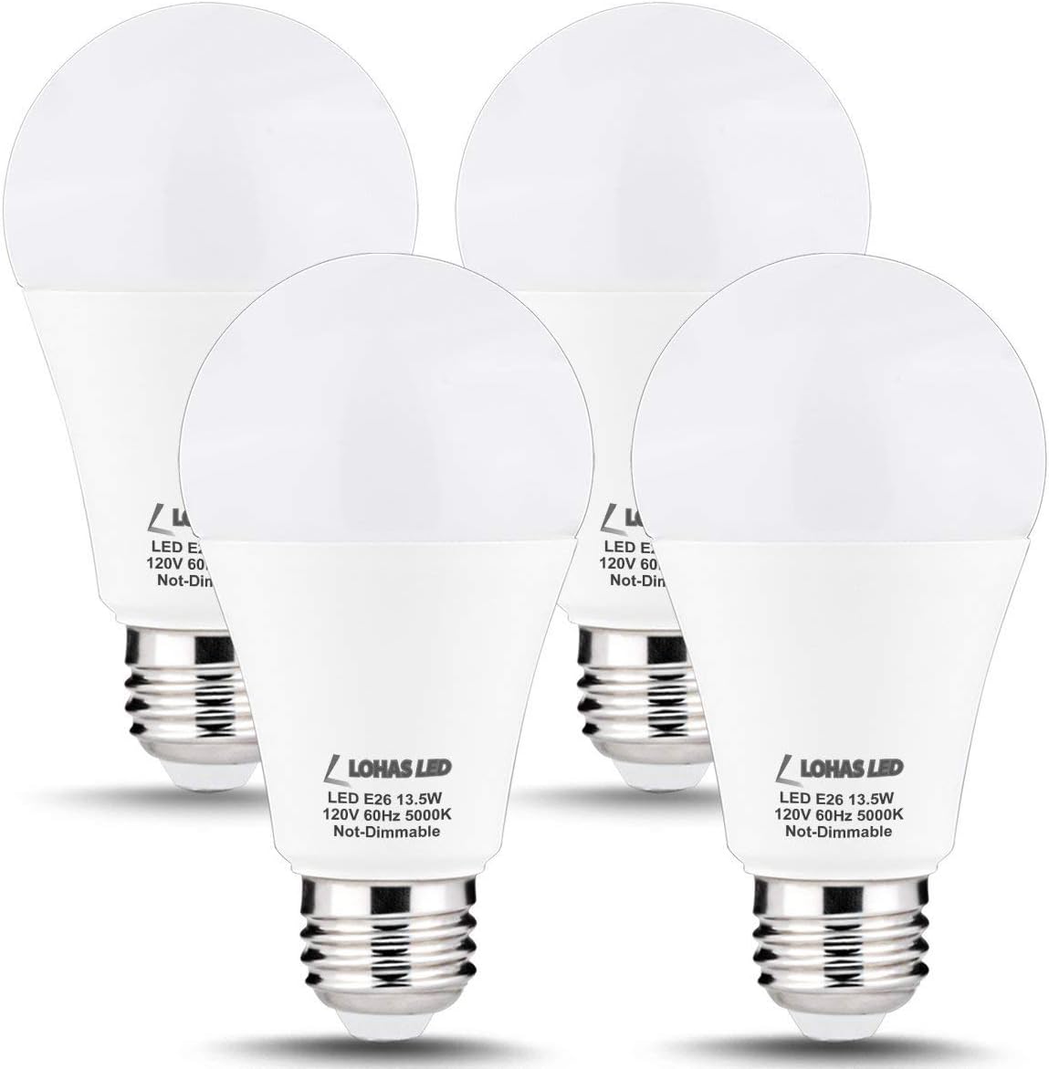 LOHAS A19 LED Bulb 100W Equivalent Daylight White 5000K(UL Listed ...