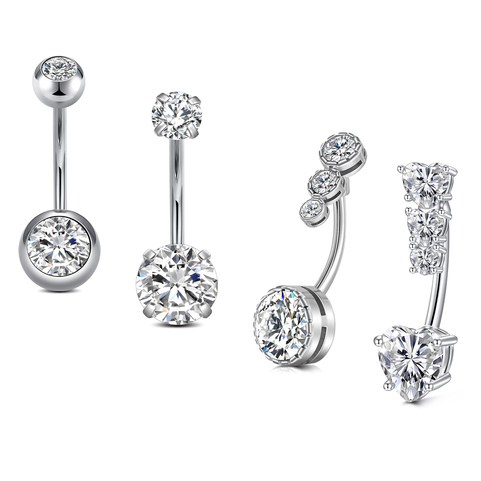 Snapklik.com : 14G 12mm Belly Button Ring Surgical Stainless Steel ...