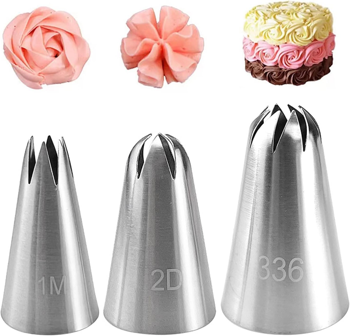 Amazon | 【NADELA】銀色 ステンレス鋼 花型 ケーキデコレーション 用口金 3個セット | NADELA | 口金 通販