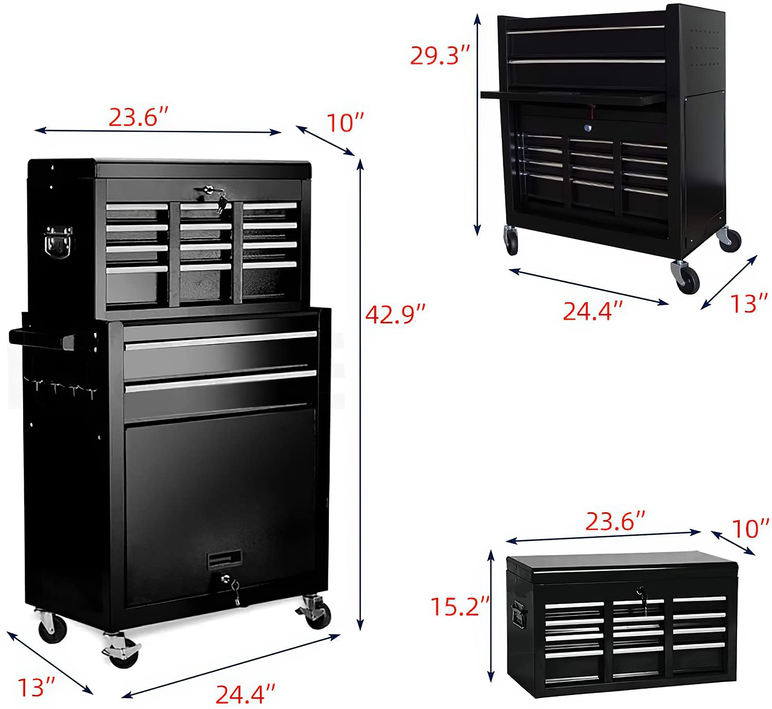 Buy 8-Drawer Big Rolling Tool Chest Organizers,Removable Tool Storage ...