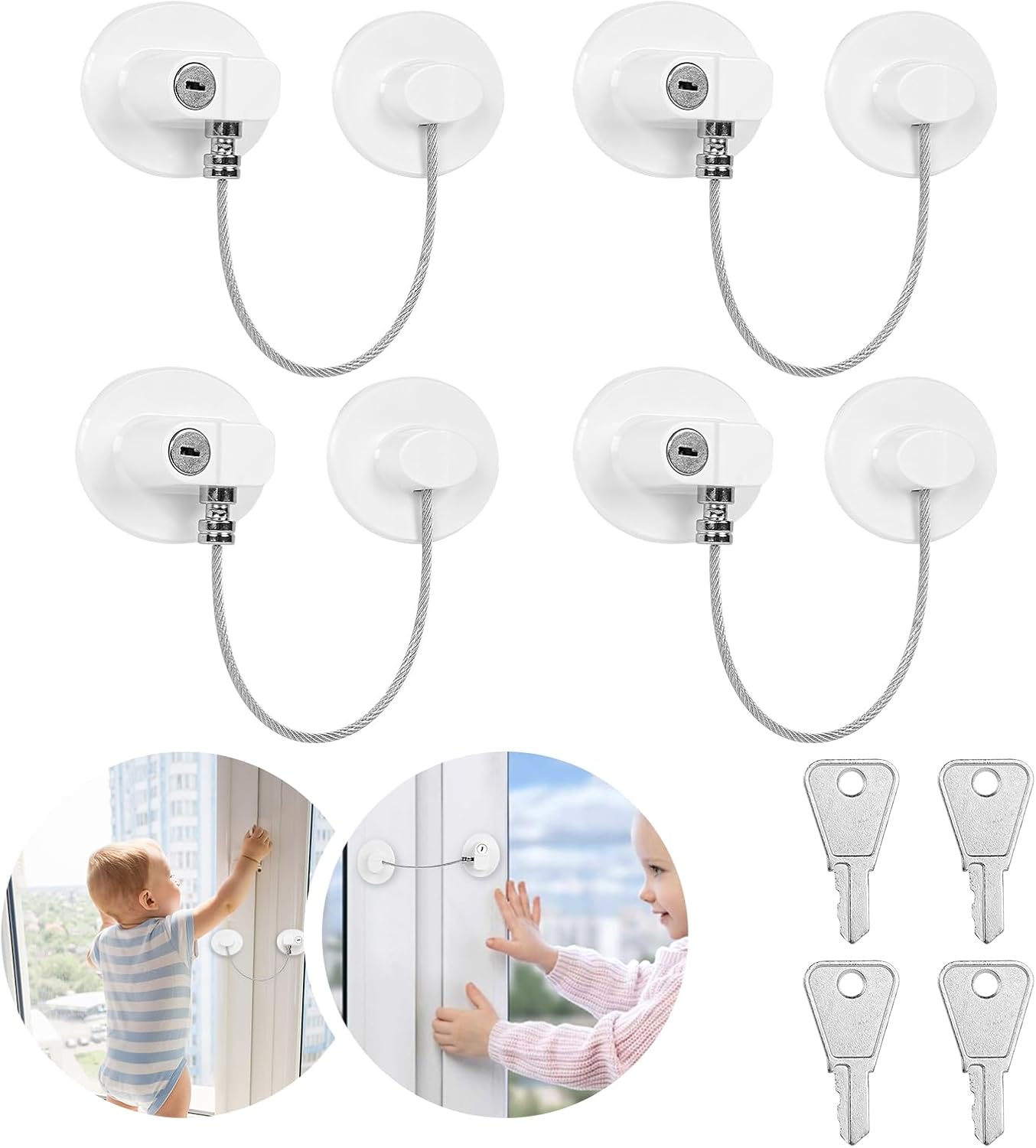 Window Safety Locks, Sunallwell 4Pcs Window Restrictors Locks for UPVC ...