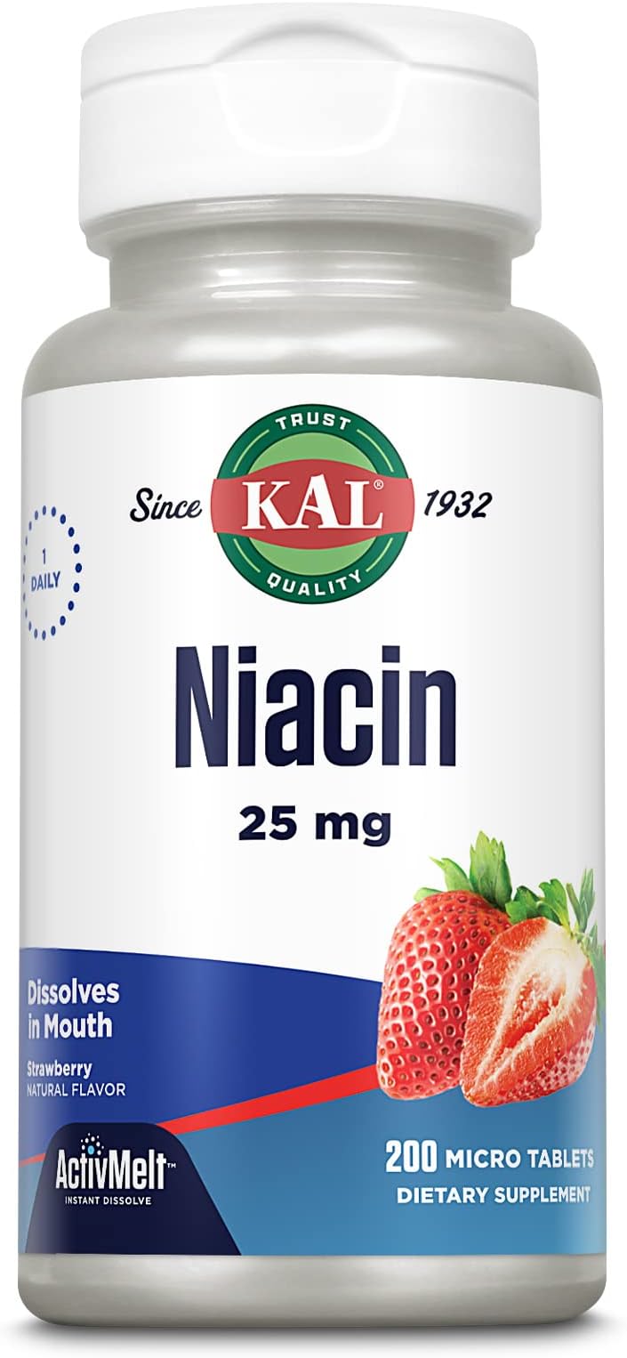 Amazon.com: Kal 25 Mg Niacin Tablets, Strawberry, 200 Count : Health ...
