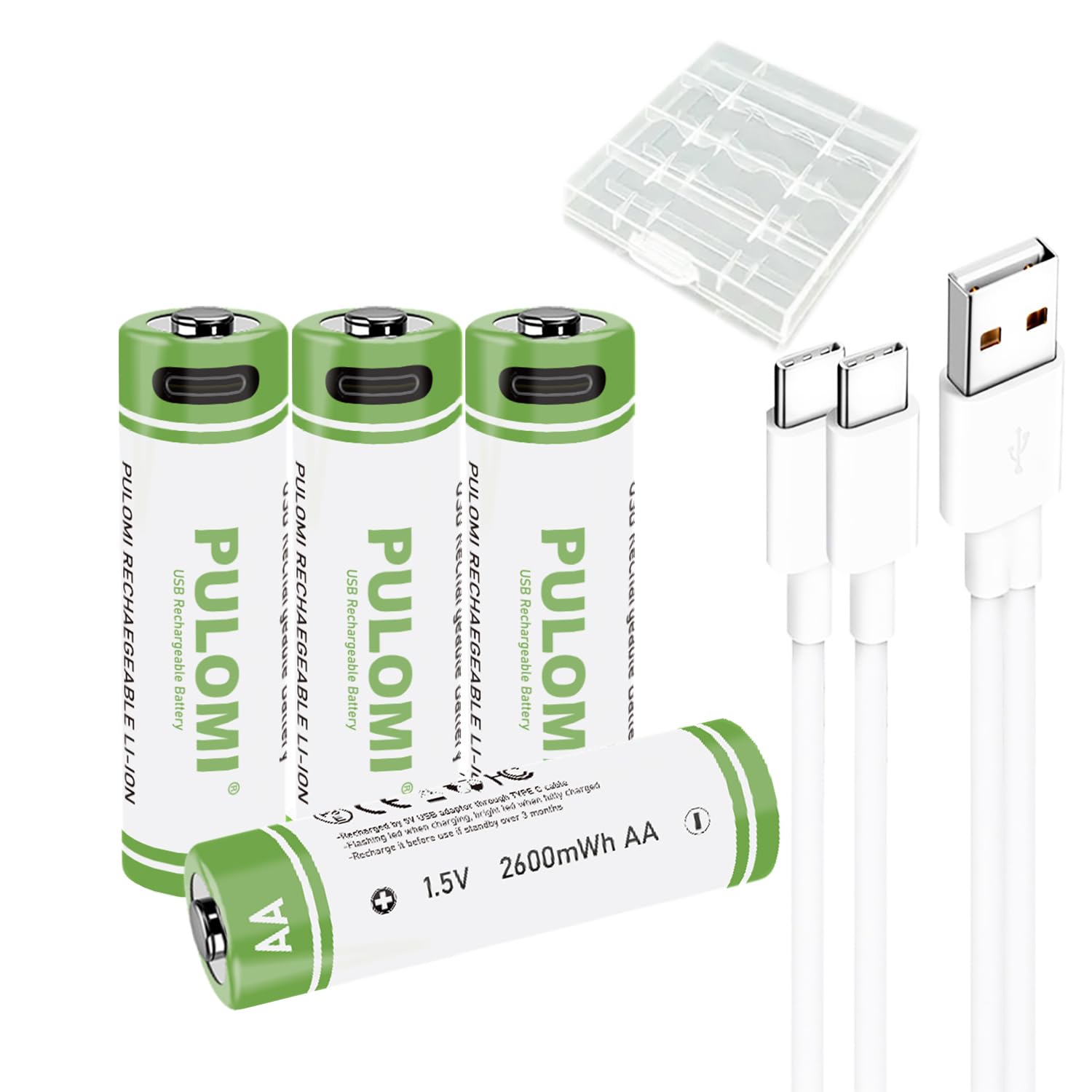Snapklik.com : PULOMI USB Lithium Ion Rechargeable AA Battery, High ...