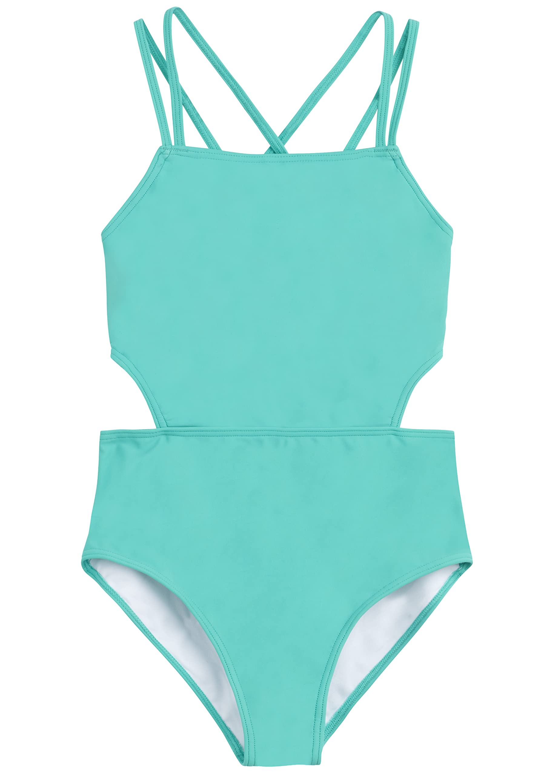 Kanu Surf Girls' Beach Sport Cut-Out 1-Piece Swimsuit 8 Solid Atlantis ...