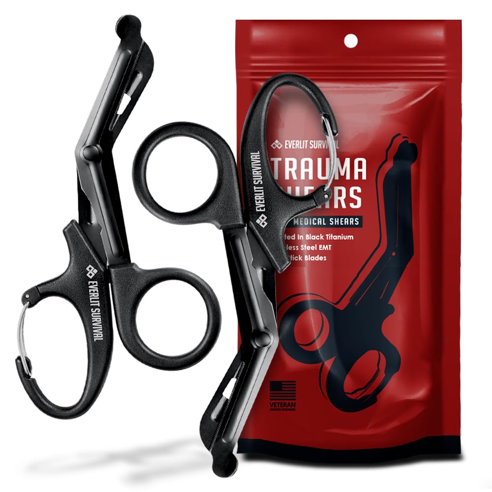 Snapklik.com : EVERLIT Trauma Shears Black Titanium Coated Non-Stick ...