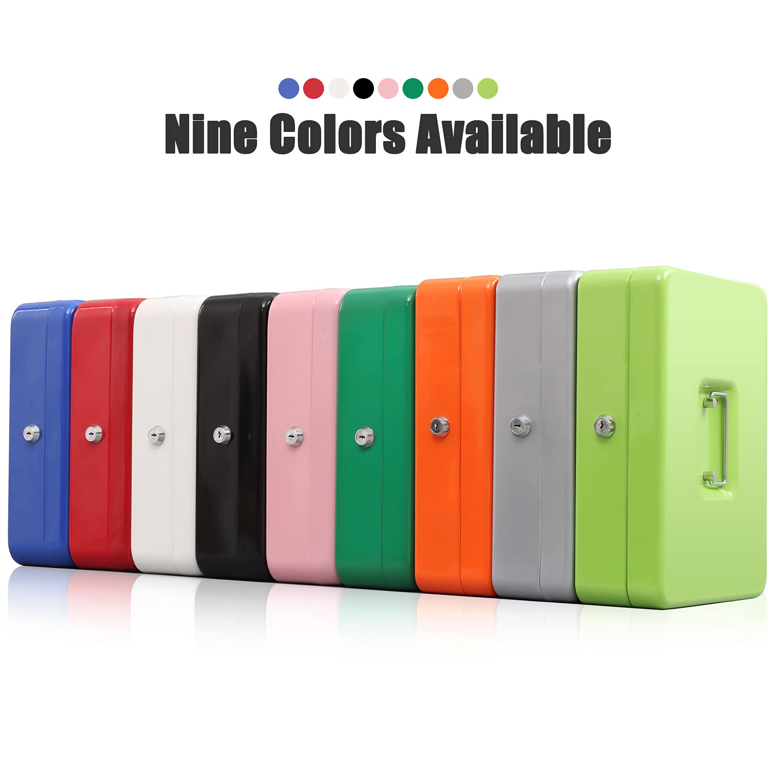 KYODOLED Locking Cash Box with Lock,Money Box with Cash Tray,Lock Safe ...