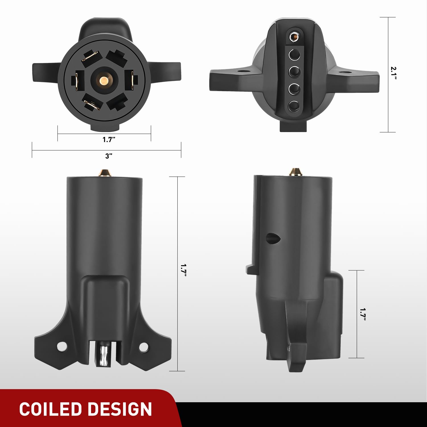 Snapklik.com : 7-Way To 5 Way Flat Blade Trailer Adapter Waterproof ...