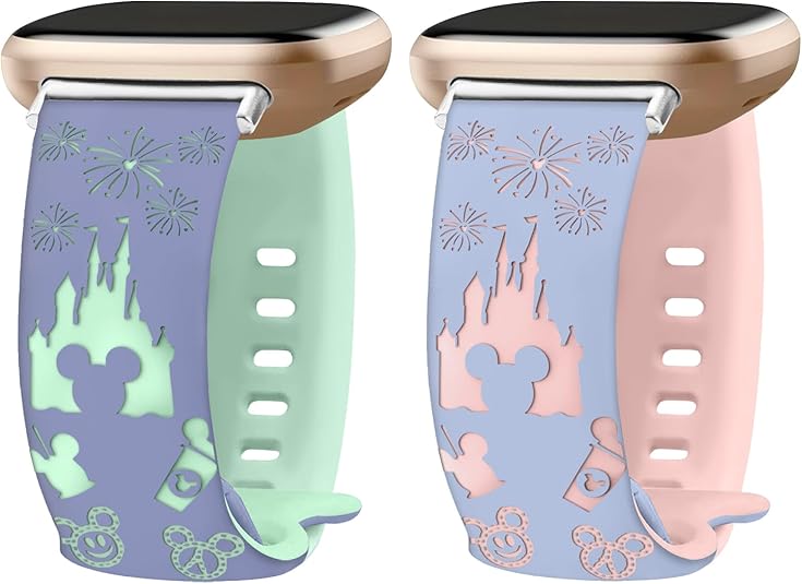 Amazon.com: Kimiyaki 2 Pack Cartoon Engraved Bands Compatible with ...