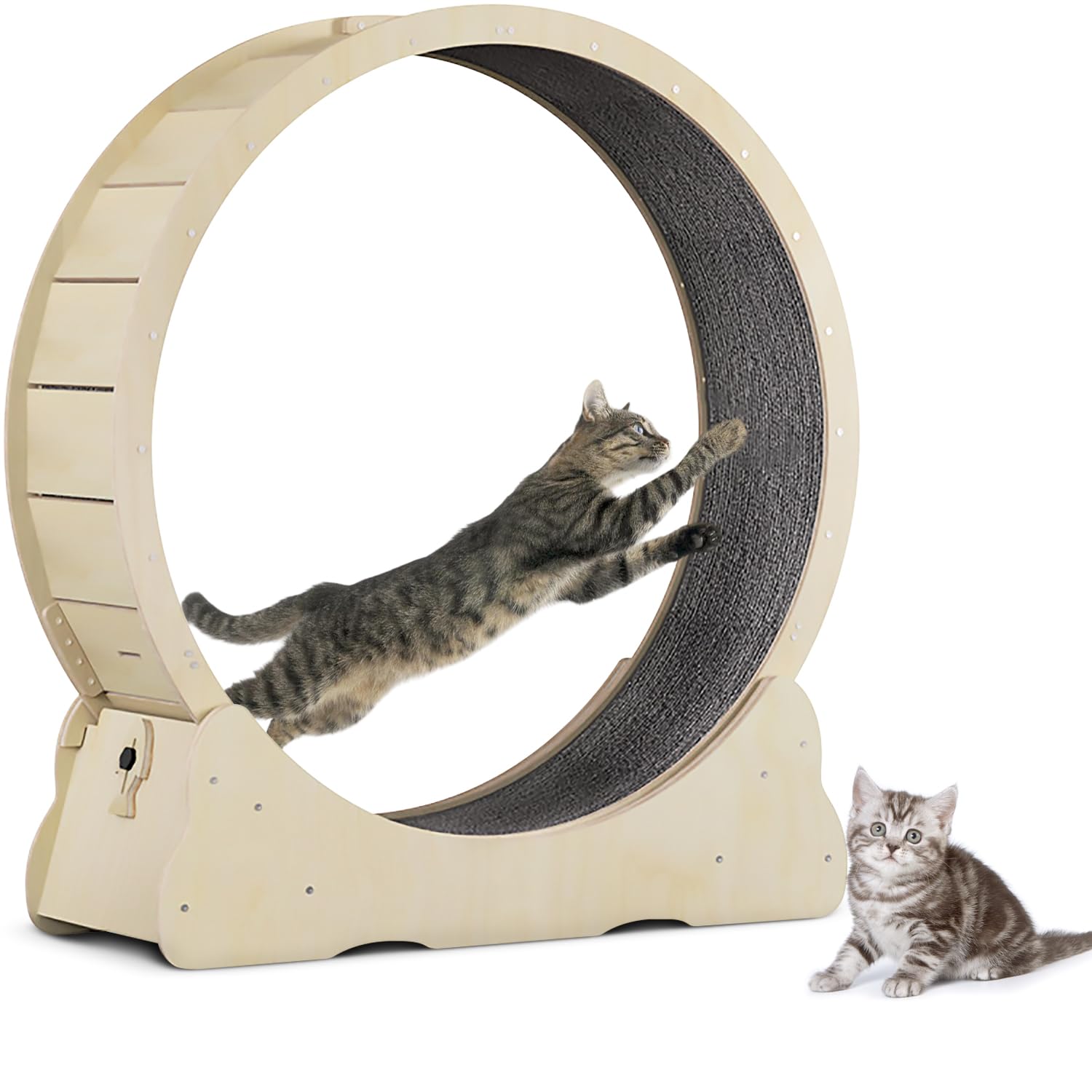 Hibtn Large Cat Exercise Wheel Diameter 43.3inch,Wooden Cat Treadmill ...