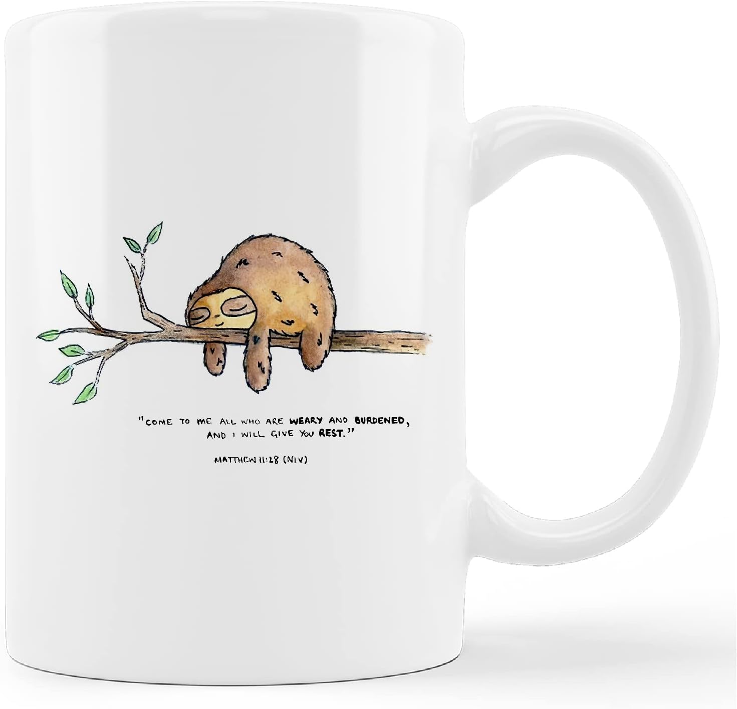 Amazon.com: Funny Sloth Mugs Cup,Matthew 11:28 Bible Verse Scripture ...