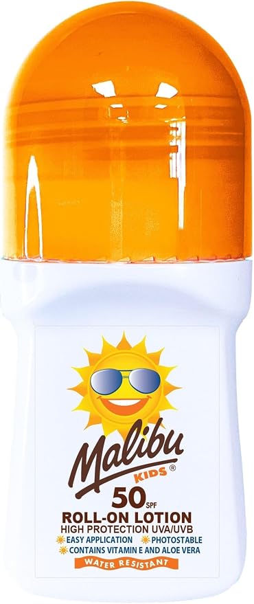 Malibu Sun Kids SPF 50 Lotion Roll On, High Protection Sunscreen for ...
