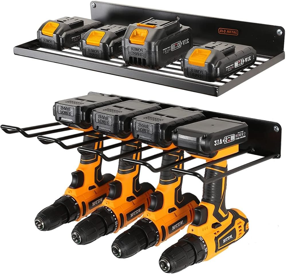 DMGTDMT heavy metal tool rack, 4 drill rack wall mounted, garage ...