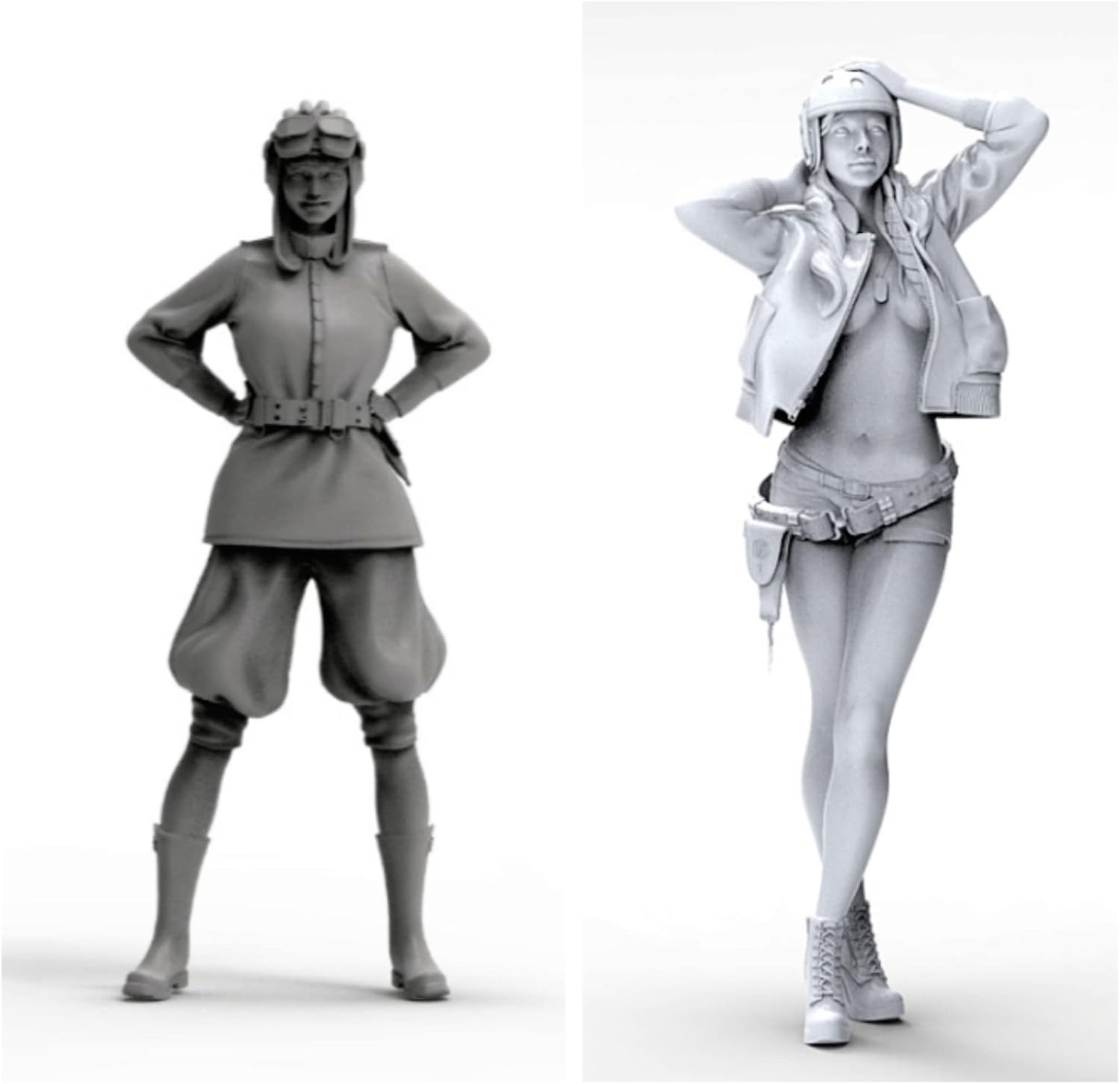 Amazon | 1/35 ファンタジー 女性エージェント戦士 レジンモデルキット 未組立・未塗装樹脂パーツ（2名） (YH4-4) | プラモデル 通販