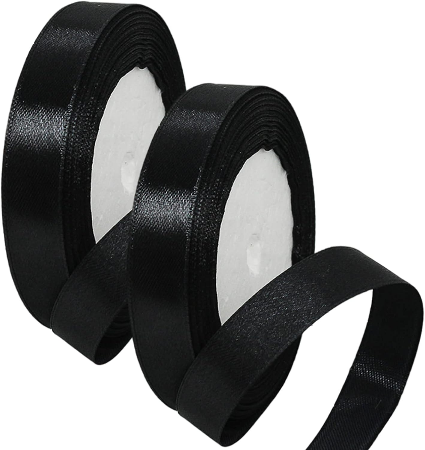 2 Rolls 15mm Wide Black Ribbon Black Halloween Ribbon for Gift Wrapping ...