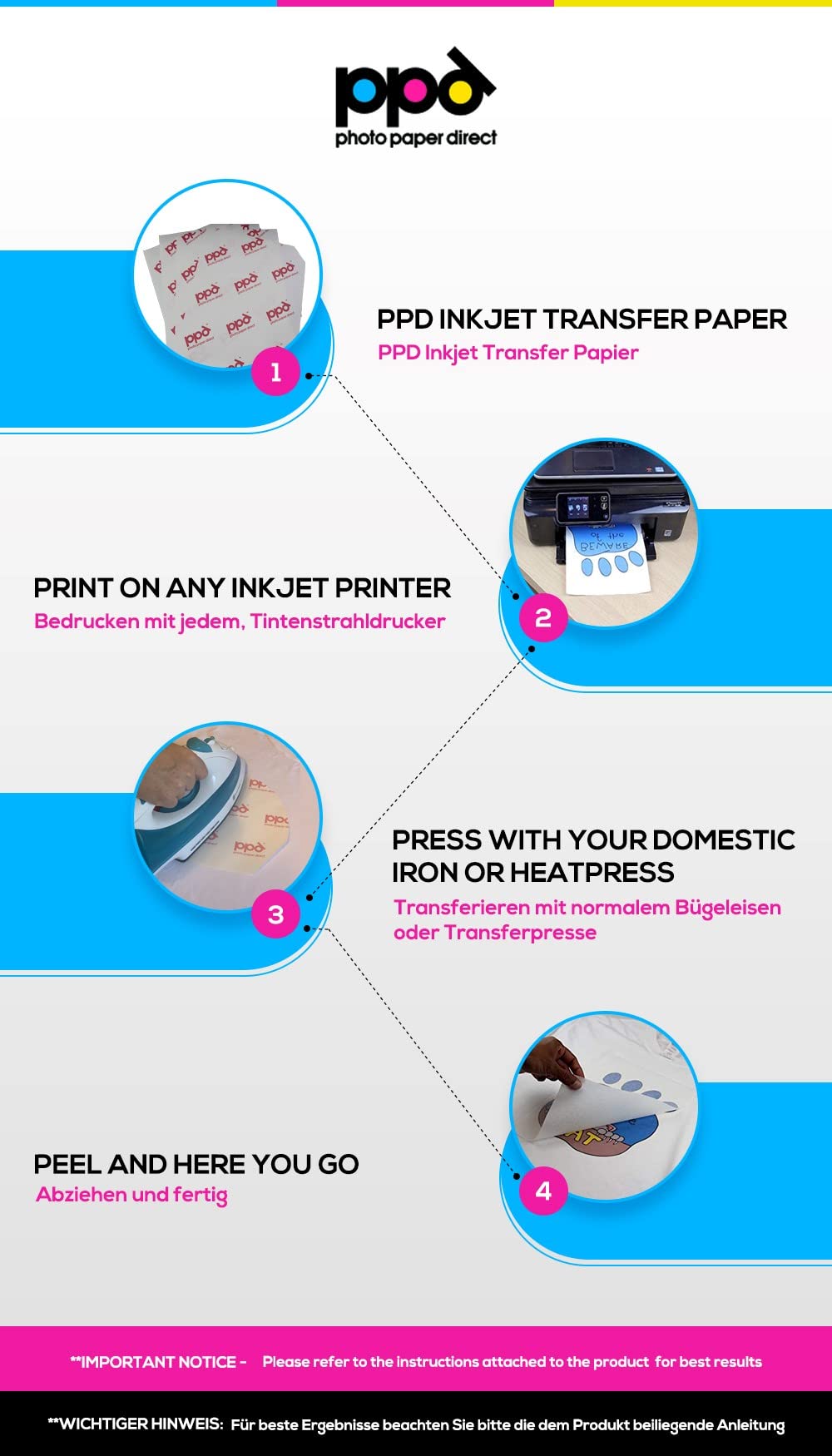 Buy PPD Inkjet Premium Iron On Light T Shirt Transfer Paper 11 X 17 Pack Of 20 Sheets PPD007 buy-ppd-inkjet-premium-iron-on-light-t-shirt-transfer-paper-11-x-17-pack-of-20-sheets-ppd007