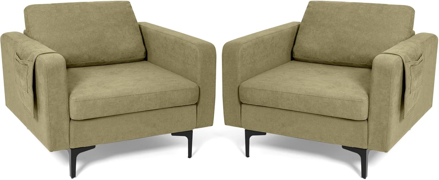 Amazon.com: Giantex Set of 2 Single Sofa, Accent Chair, Leisure Chair w ...
