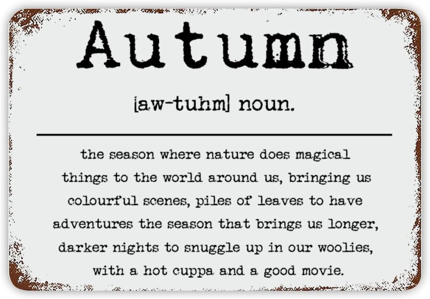Amazon.com: Autumn Definition Tin Sign Vintage Inspirational Quote ...