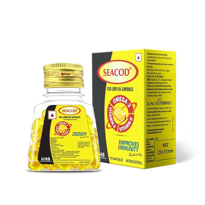 SeaCod Cod Liver Oil Capsules - Pack of 110 Capsules (MFR: UNS) (DL ...