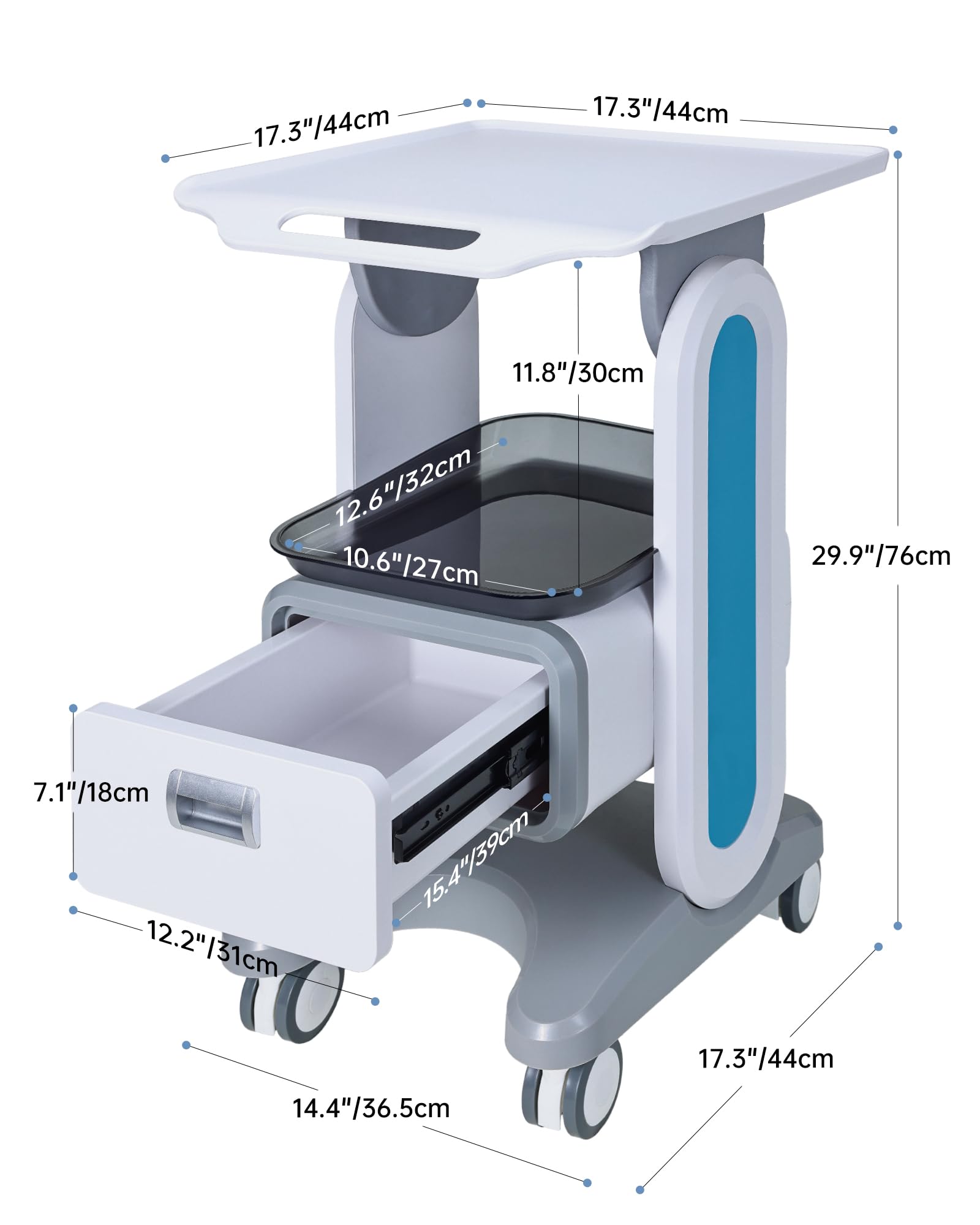 Professional Medical Trolley Cart with Wheels Mobile Ultrasound Cart ...