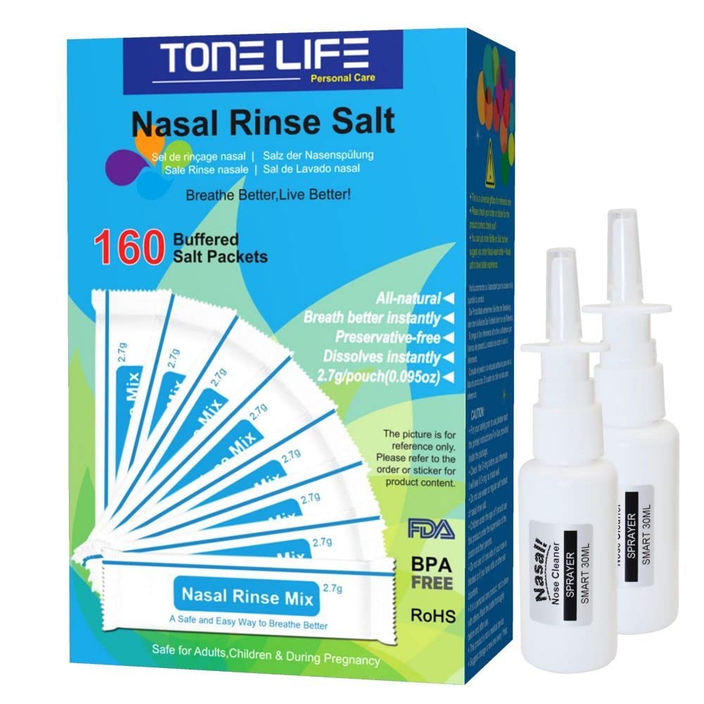 Buy 160 Refills Nasal Rinse Mix + 2 Nasal Sprayer - Neti Pot Salt ...