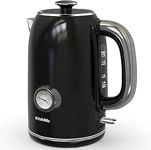 KitchMix Stainless Steel Electric Kettle with Thermometer