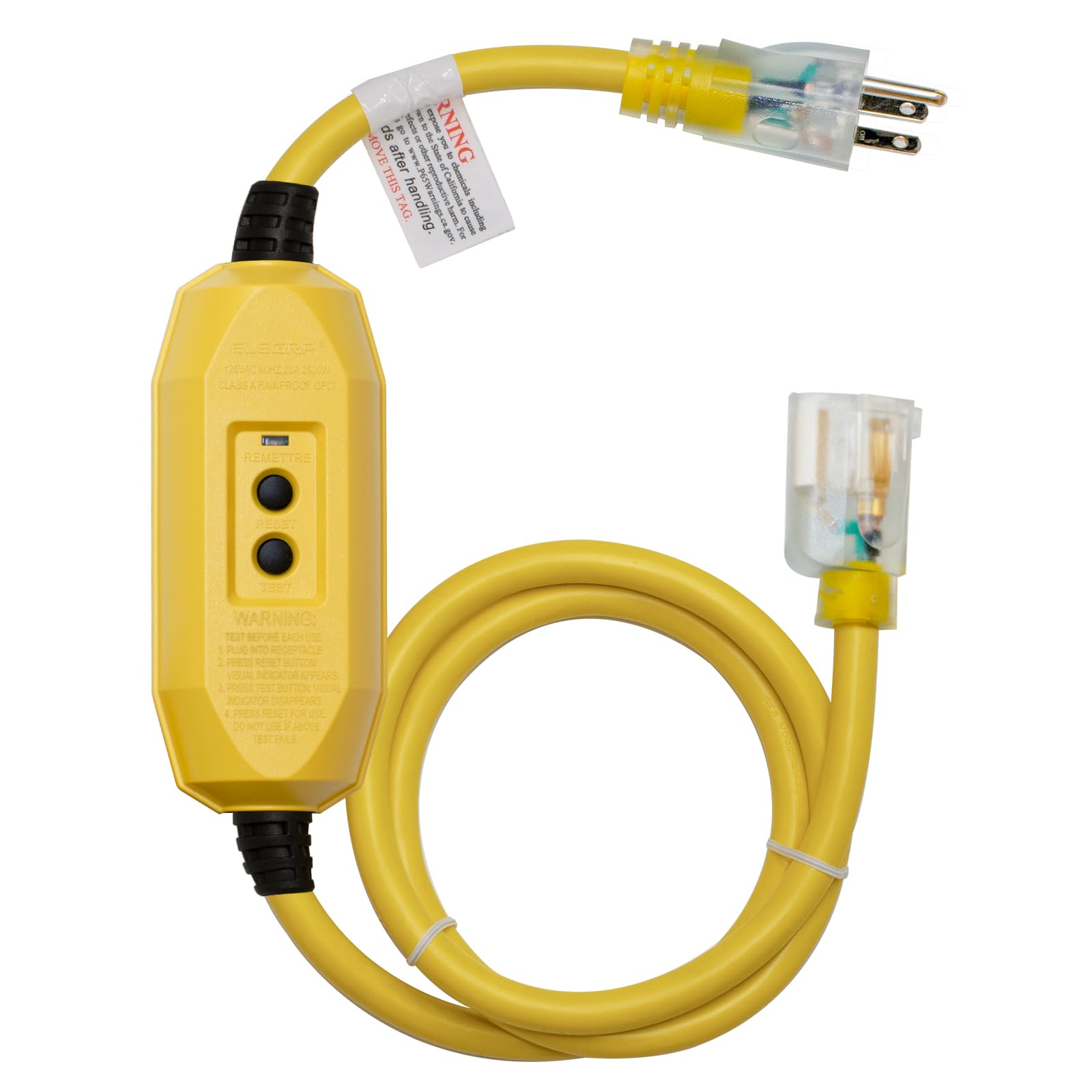 Amazon.com: ELEGRP 15 Amp Auto Reset Inline GFCI Extension Cord 3ft 12/ ...