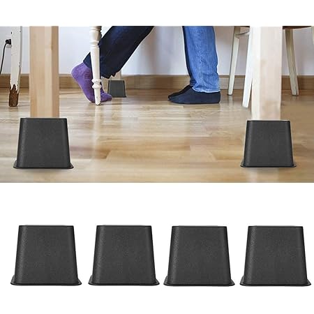 Bed Raiser 4Pcs 3 inch Furniture Raisers Black Stackable Square Chair ...