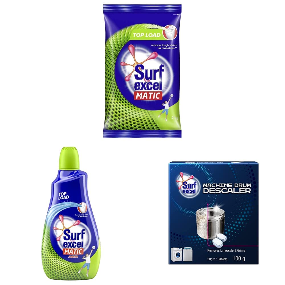 Buy Surf Excel Matic Top Load Detergent Washing Powder 2 kg, & Matic ...