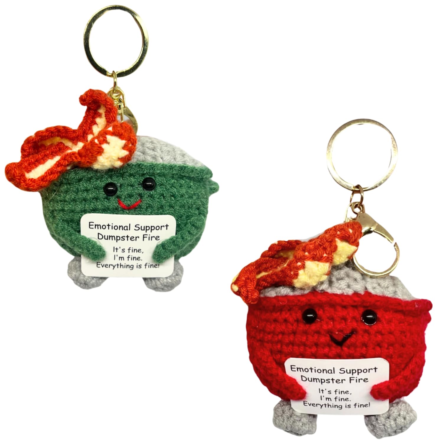 Amazon.com: 2PCS Emotional Support Dumpster Fire with Keychain,Funny ...