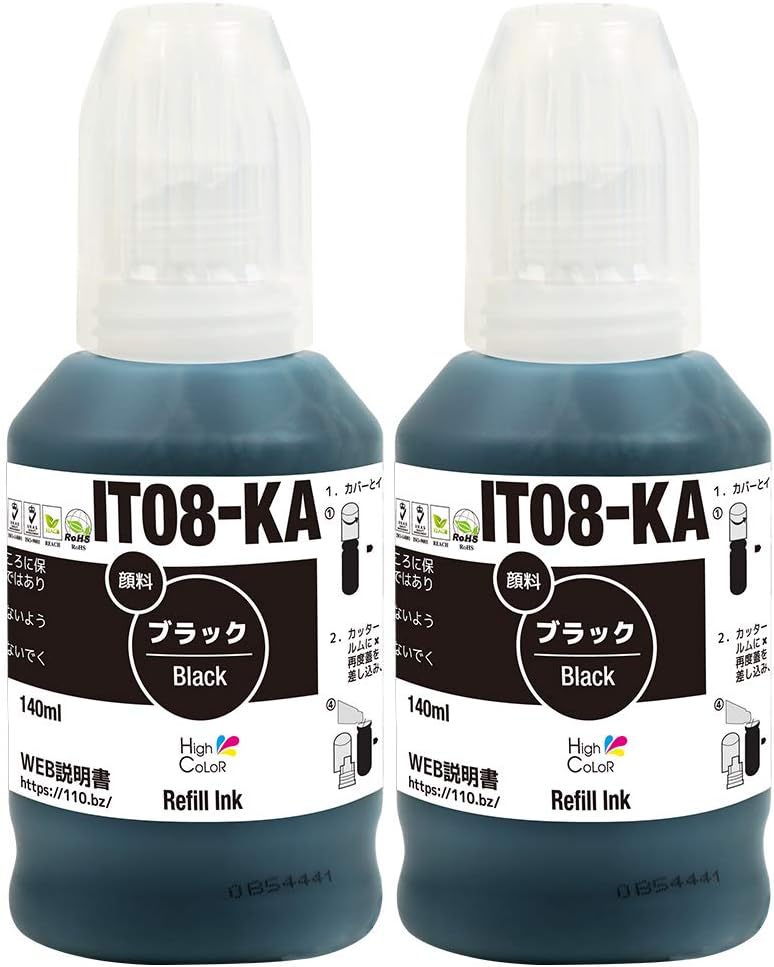 Amazon.co.jp: エプソン用互換インクボトルInc.com製 IT08(KA/顔料ブラック) 2本セット 鉛筆削りインク 国内梱包 ...