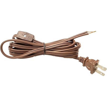 Amazon.com: Brown Lamp Cord with Rotary Switch & Stripped Ends, 18 AWG ...