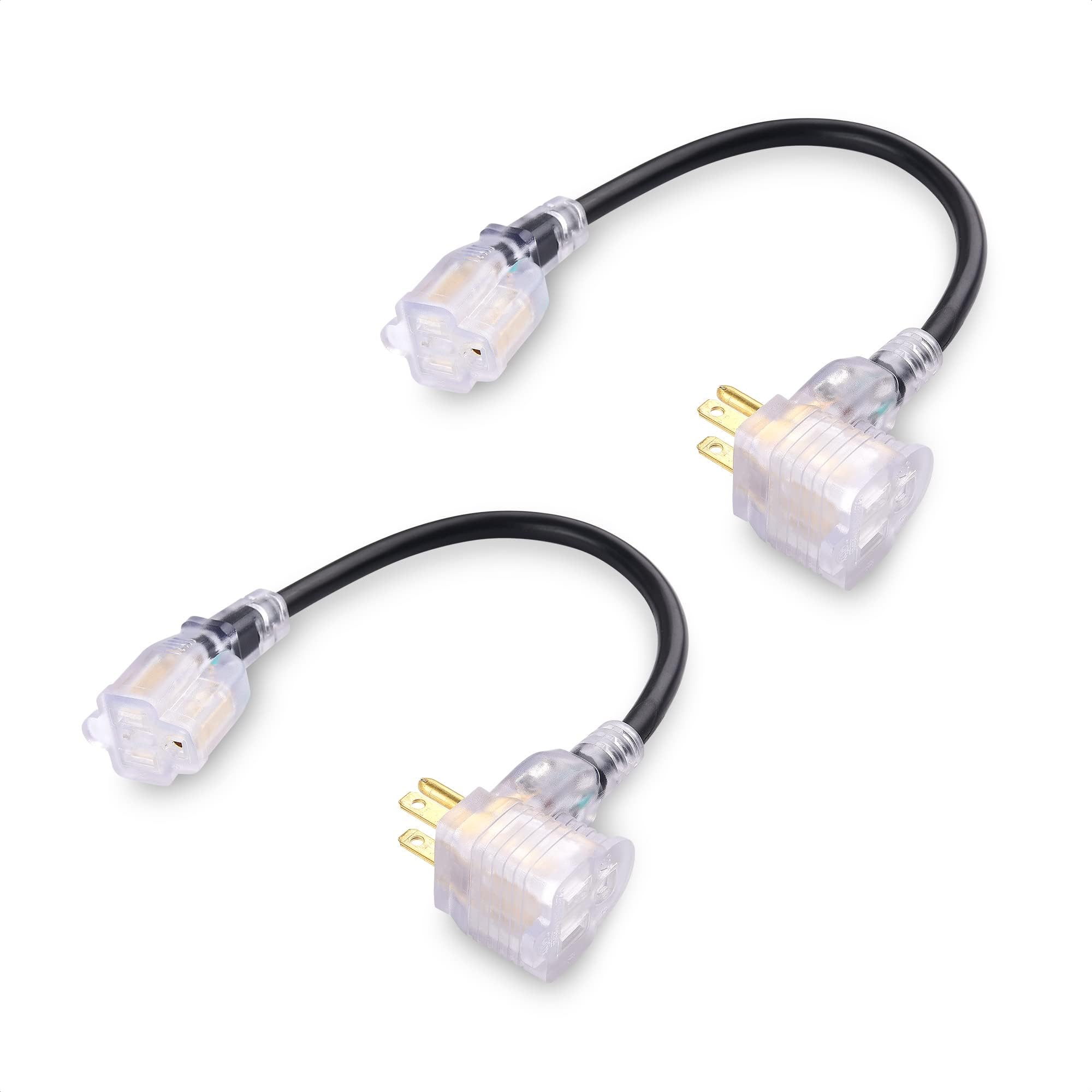 Woods Light Duty Indoor Extension Cord, 8-Inch, 16 Gauge, 3 Conductor ...