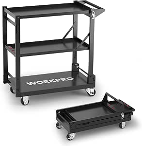 WORKPRO Utility Service Cart, 3-in-1 Folding Rolling Utility Cart with ...