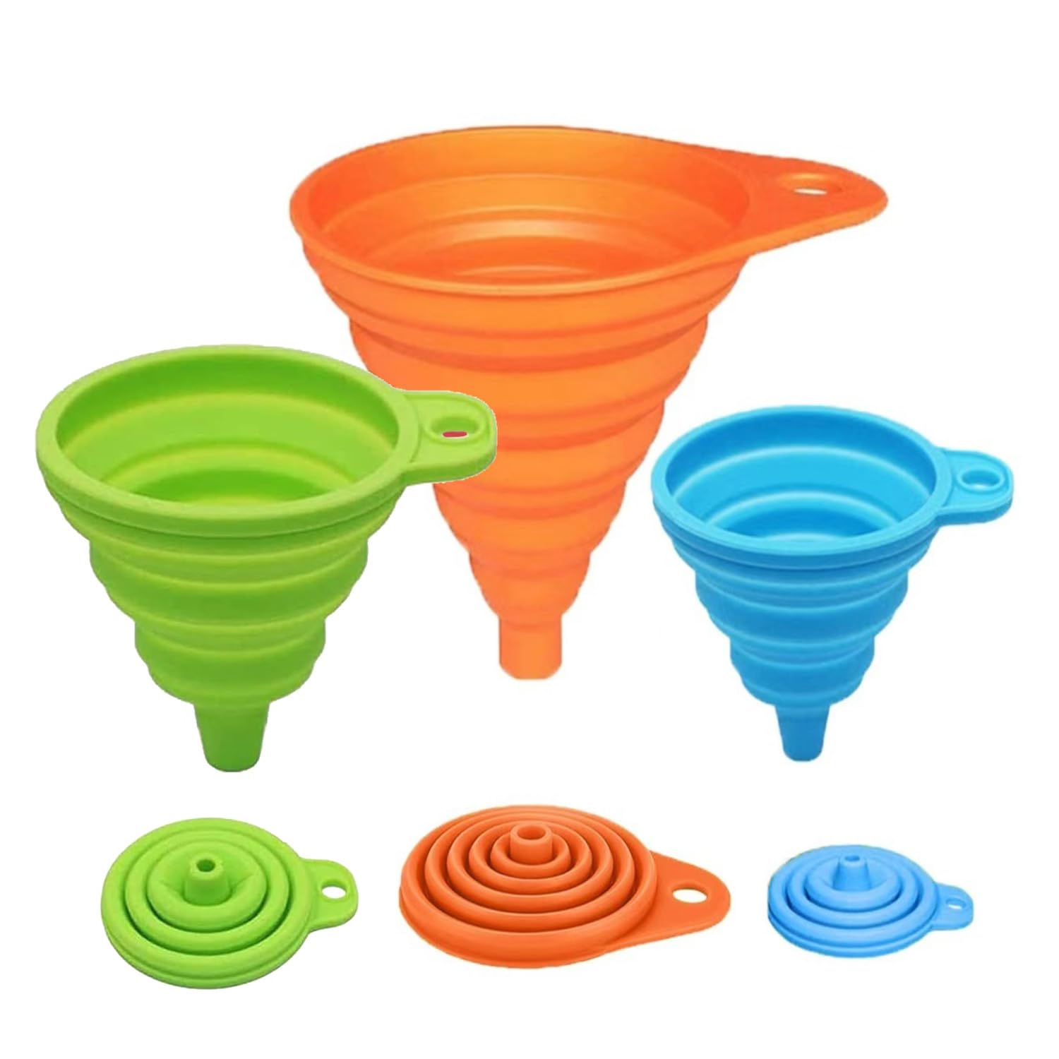 3 PCS Collapsible Funnel Set, Silicone Kitchen Funnels for Filling ...
