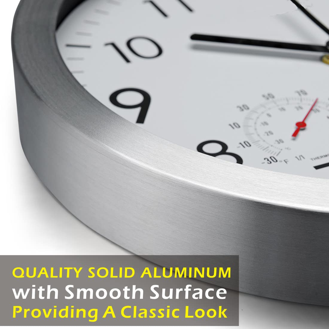 WOOPHEN 12 Inch Silent Non Ticking Wall Clock Sweep Movement Silver ...